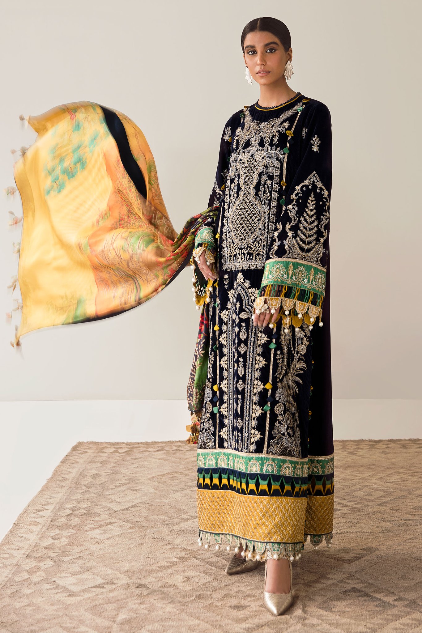 Elan Embroidered Velvet Winter Collection 2020 - Apnibazar