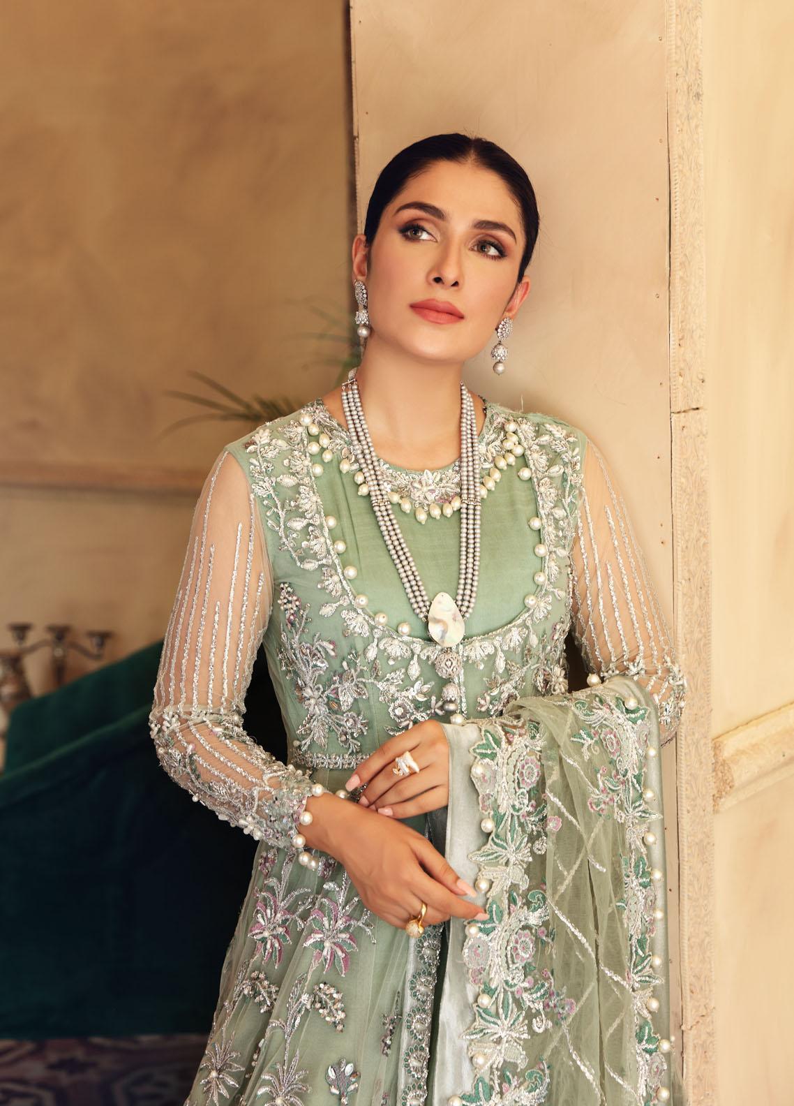 Elaf Embroidered Net Suit Unstitched 3 Piece Emerald 05 - Luxury Bridal ...